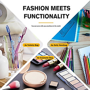 BEZOX Stylish Silicone Makeup Brush Bag - Travel Makeup Brush Holder, Portable Cosmetic Bag Zipper Pouch, Silicon Toiletry Bag Case - Pink