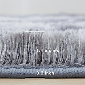 Andency 6x9 Shag Area Rug for Living Room, Tie-Dyed Light Grey Soft Fuzzy Plush Indoor Carpets for Bedroom, Non Skid Fluffy Faux Fur Rug for Nursery Kids Boys Girls Room
