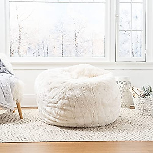 Christopher Knight Home Laraine Furry Glam White Faux Fur 3 Ft. Bean Bag, Small