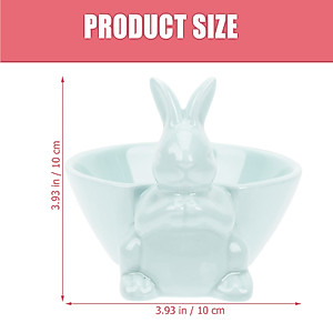 DOITOOL Bunny Candy Dish Easter Rabbit Bowl Ceramic Fruit Bowl Snack Serving Bowl Easter Salad Dessert Bowl Table Decoration (Blue)