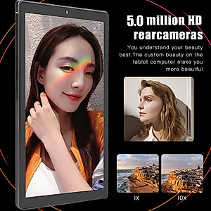 10.1 Inch Android11 Tablet, 2K IPS Touch Sreen, Octa Core Processor, 6G RAM 256G ROM, 5+13MP Dual Camera, 2.4G/5G WiFi, BT 5.0, GSM Calling Tablet, 5800mAh Battery