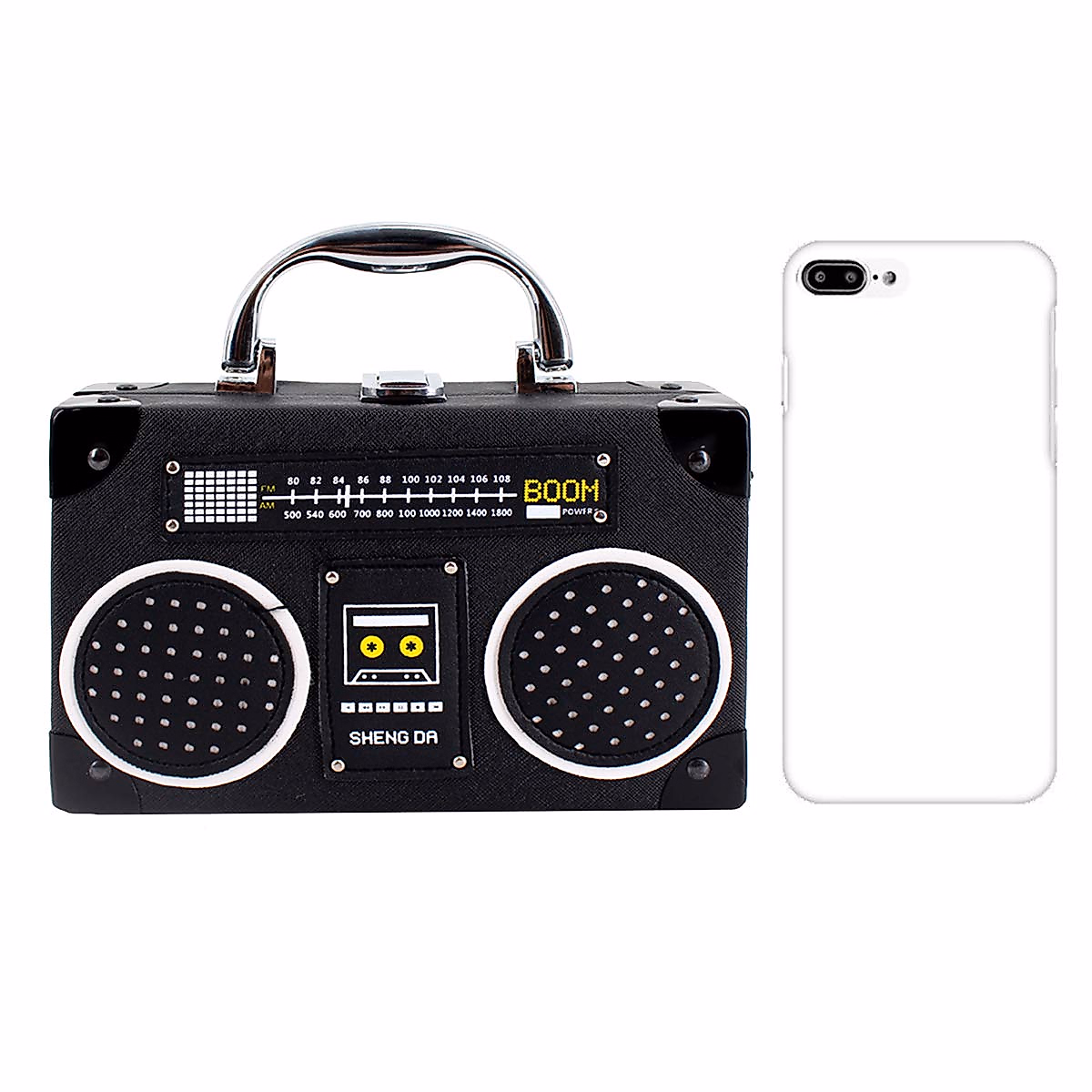 Heidi Bag Vintage Radio Clutch Handbag Leather Top Handle Crossbody Shoulder Bag