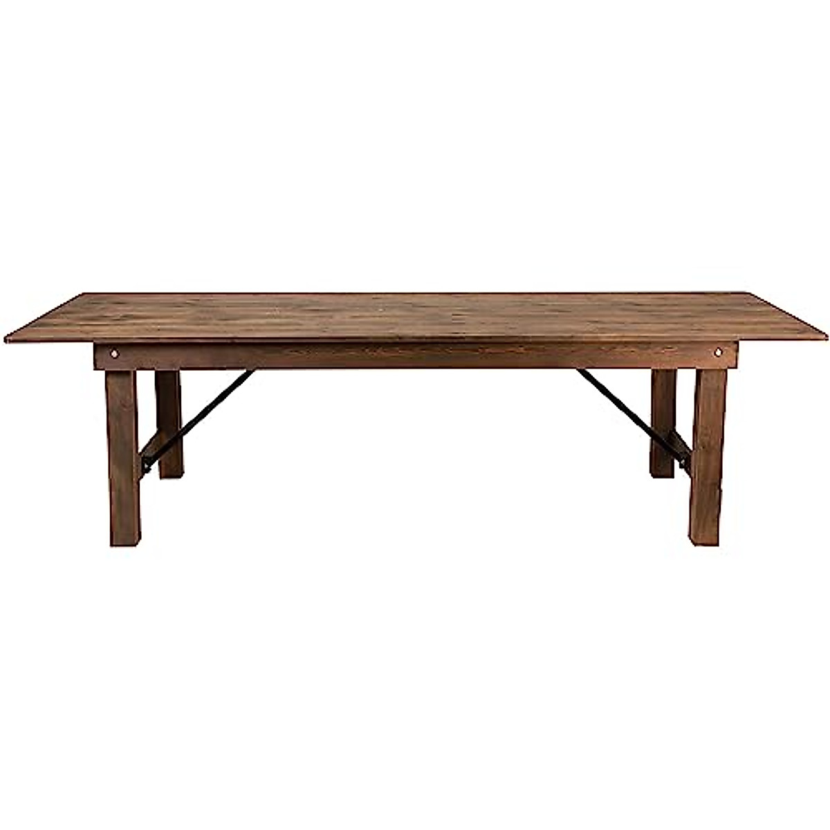 Flash Furniture Hercules Commercial Grade Farmhouse Dining Table | Solid Pine Foldable Table for 10 in Antique Rustic | Rustic Charm for Home and Events