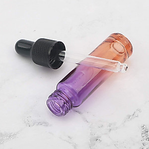 Kesell 8 Pack Dropper Bottles, 10ml Essential Oil Glass Bottles Purple Orange Gradient Color Reusable Portable Small Glass Perfume Bottles