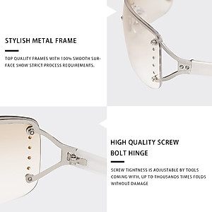 VANLINKER Rimless Frameless Rectangle Sunglasses for Women Stylish Y2k Shades White Metal Frame