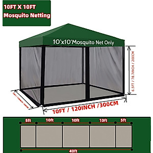 Mosquito Net for 10x10 Canopy Tent,Replacement Mosquito Netting for Gazebo Netting Screen Mosquito Screen Canopy for Camping for Patio Tent 10x10' (Mosquito Netting Only, Black 1)