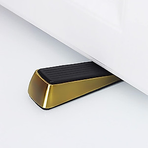 2 Pack Gold Door Stopper - Modern Brass Heavy Duty Door Stop - Large Wedge Holds Doors Firmly and Doesn't Budge - Made of Rubber and Zinc Alloy, Door Weights for Home Premium Door Stopper Office(Gold)