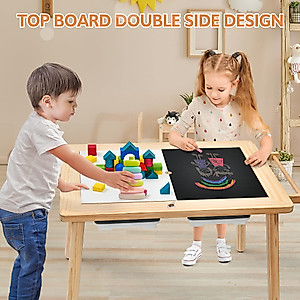 Easyego Sensory Table for Toddlers, Kids Table with Foldable Bin & Paper Roller (Without Roll Paper) Play Sand and Water Table Gifts for Boys and Girls