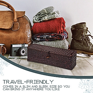 Freshends Powder Room Basket with Lid plus 80 Personal Wipes — Storage for Wipes and Household Items, Bathroom Counter Organizer, Wicker Baskets for Organizing - (Mahogany, Gray)