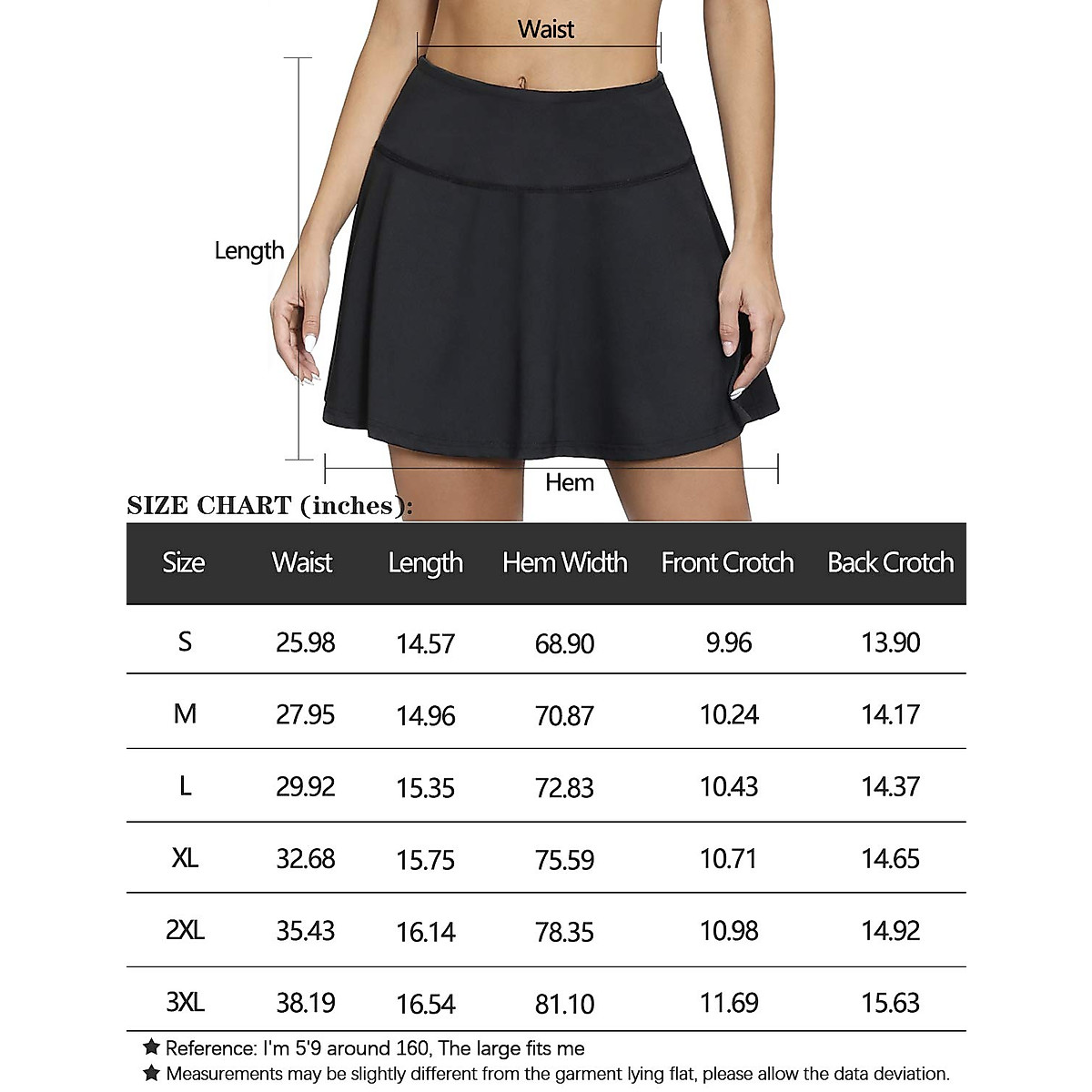 BLEVONH Skorts Skirts for Women,Tennis Golf Running Active Pleated Skirts with Liner Inner Pocket Black Grey Tie-dye 3XL