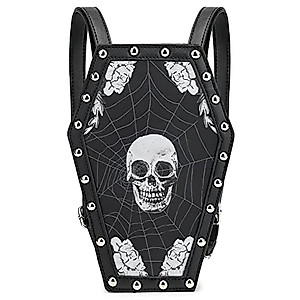 Scarleton Backpack Purse for Women, Coffin Skull Backpack, Gothic Shoulder Bag, Sling Bags for Women Crossbody Bag, H209201A - Black