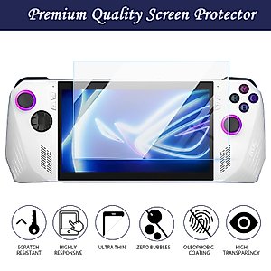 JDGPOKOO 6 in 1 Accessories Kit for Asus Rog Ally, Handheld Case with TPU Clear Protective Case Cover for Rog Ally, Carrying Bag with 2 Pcs Screen Protector for Rog Ally Accessories Bundle