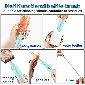 Electric Bottle Cleaning Brush, Baby Bottle Brush Cleaner Water Bottle Cleaning Kit, Nipple Brush Pacifier Cleaner Straw Cleaner Brush for Newborns,4 Packs Set