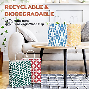 Parmedu Assorted Color Paper Bag Set: 24pcs Gift Bags with Handles in Optimal Size 8.5 * 3.9 * 10.2 Inches, Thickened Take-out Bags for Christmas, Festivals, Birthdays, Parties, Weddings etc.