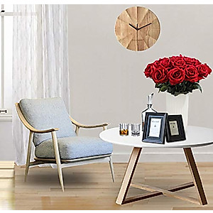 Amzali Artificial Flowers, Real Looking Blush Fake Rose Long Stem Silk Artificial Rose Flowers Home Decor for Bridal Wedding Bouquet, Centerpieces Birthday Flowers Party Garden Floral Arrangement Red