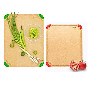 Elihome Index Color Coded Wood Fiber Dishwasher Safe Cutting board for Kitchen, Food Icon, Eco-Friendly, Juice Grooves, Non-Porous,Non-slip Feet,Reversible, BPA Free, Made in USA,Large & X Large