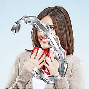 Zuo Bao Grooved Hair Tie Bracelet Stainless Steel Hollow Groove Cuff Bracelets Rubber Band Holder Bangle for Women (Silver)