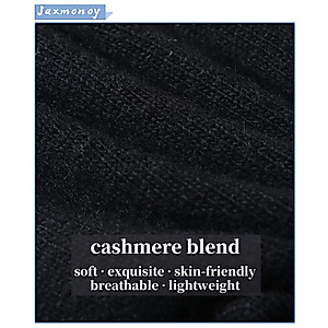 jaxmonoy Cashmere Slouchy Beanies for Women Winter Lightweight Girls Wool Knit Hat Cuffed Soft Warm Slouch Beanie Cap - New Black