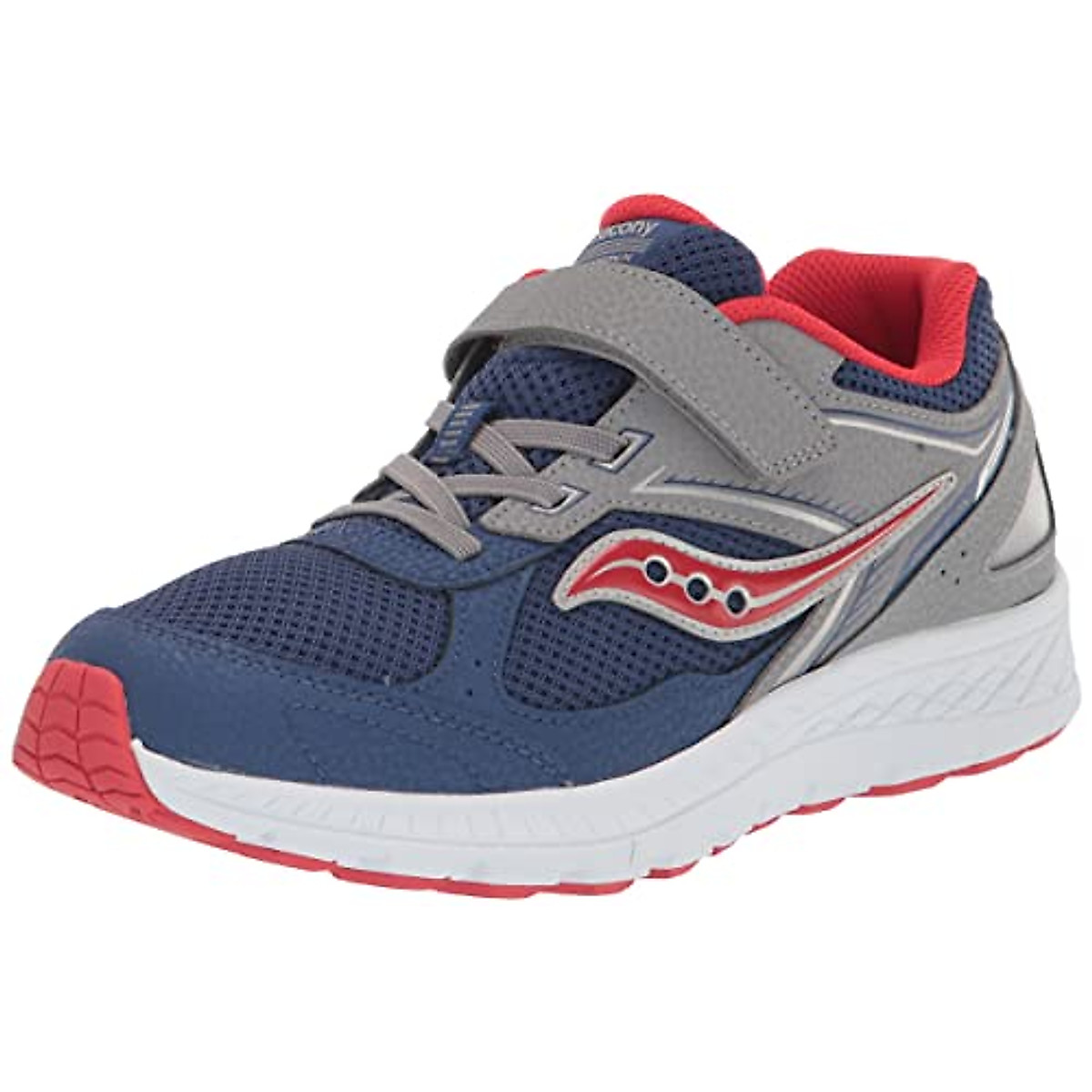 Saucony Cohesion 14 Alternative Closure Running Shoe, Navy/RED, 2 US Unisex Big Kid
