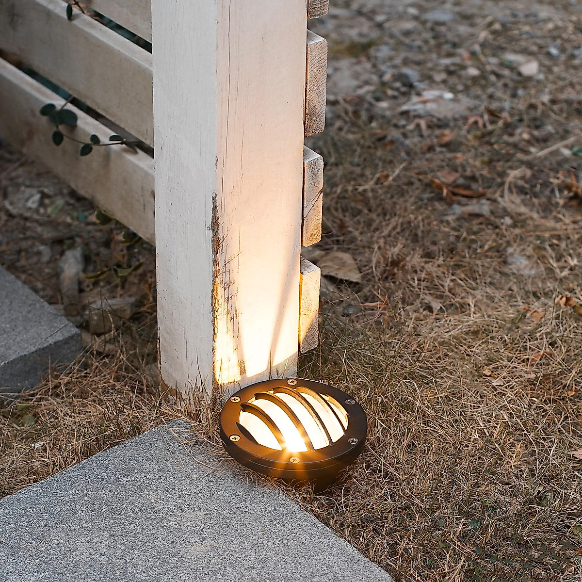 Malibu 4 Pack Outdoor Low Voltage Well Lights 4 Watt 200 Lumen LED Landscape Lighting Kit 2800K Warm White Metal In-Ground Light with Connector