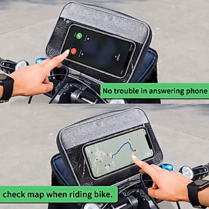 MKYRLX Bike Handlebar Bag Waterproof,Bike Phone Front Bag, Bicycle Bag, Phone Holder for Bike,Bicycle Phone Mount, Bicycle Basket Front For MTB, Road, Mountain,Grey