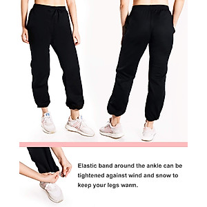 Yogipace Extra Tall Women's Water Resistant Thermal Fleece Pants Winter Lounge Running Sweatpants with Pockets,37",Black,M