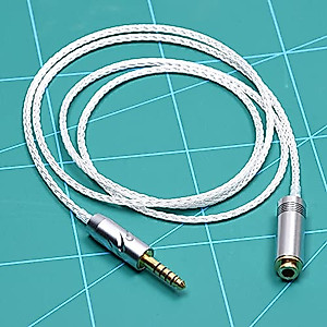 GAGACOCC 8 Cores Clear Silver Plated Cable 4.4mm Male to 4.4mm Female Balanced Audio Adapter Extension Cable Compatible for Sony NW-WM1Z 1A MDR-Z1R TA-ZH1ES PHA-2 (1Meter)