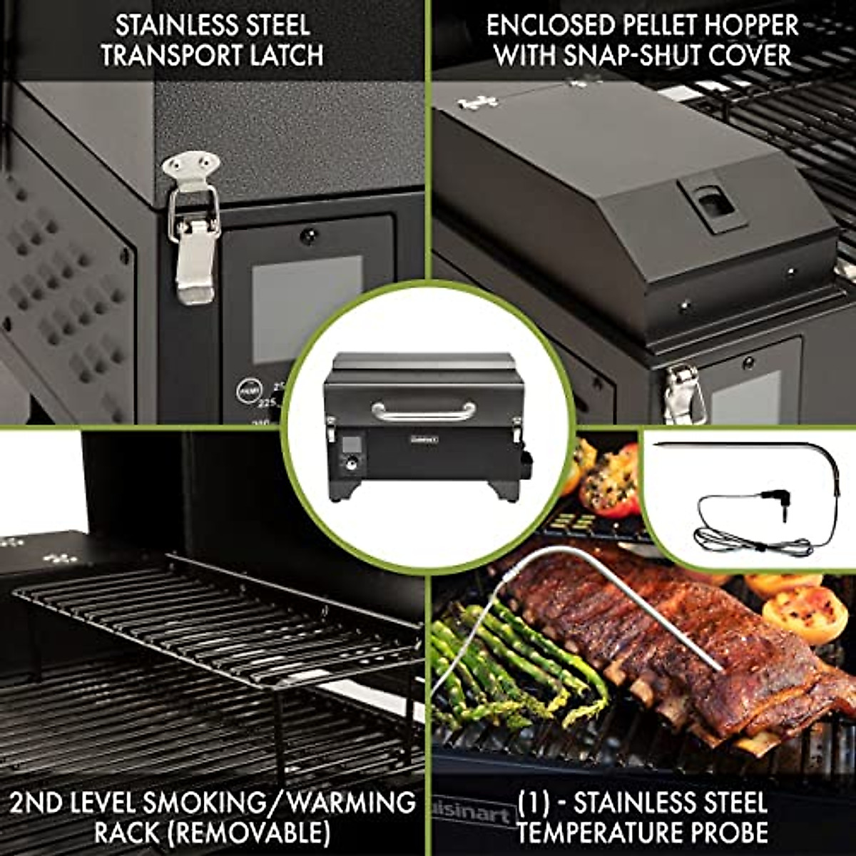 Cuisinart CPG-256 Portable Wood Pellet Grill and Smoker, Black and Dark Gray & Camp Chef Competition Blend BBQ Pellets, Hardwood Pellets for Grill, Smoke, Bake, Roast, Braise and BBQ, 20 lb. Bag