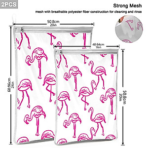 Flamingo Pink Laundry Bags Mesh Wash Bags Set of 2 Delicates Bag for Washing Machine Mesh Laundry Bag for Bra Shoe Lingerie Travel Laundry Dorm Room Essentials