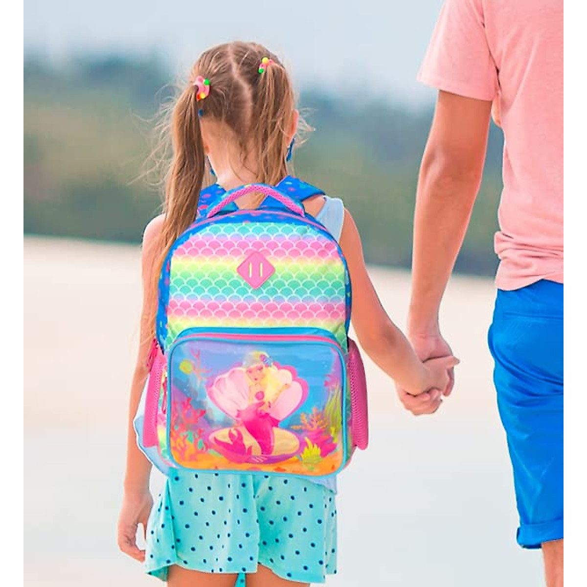 HAPPYSUNNY Unicorn Backpack for Girls Reversible Sequins Unicorn School Backpack 15 Inch Kindergarten Preschool Elementary Children Bags with Elastic Mesh Pockets for Bottle