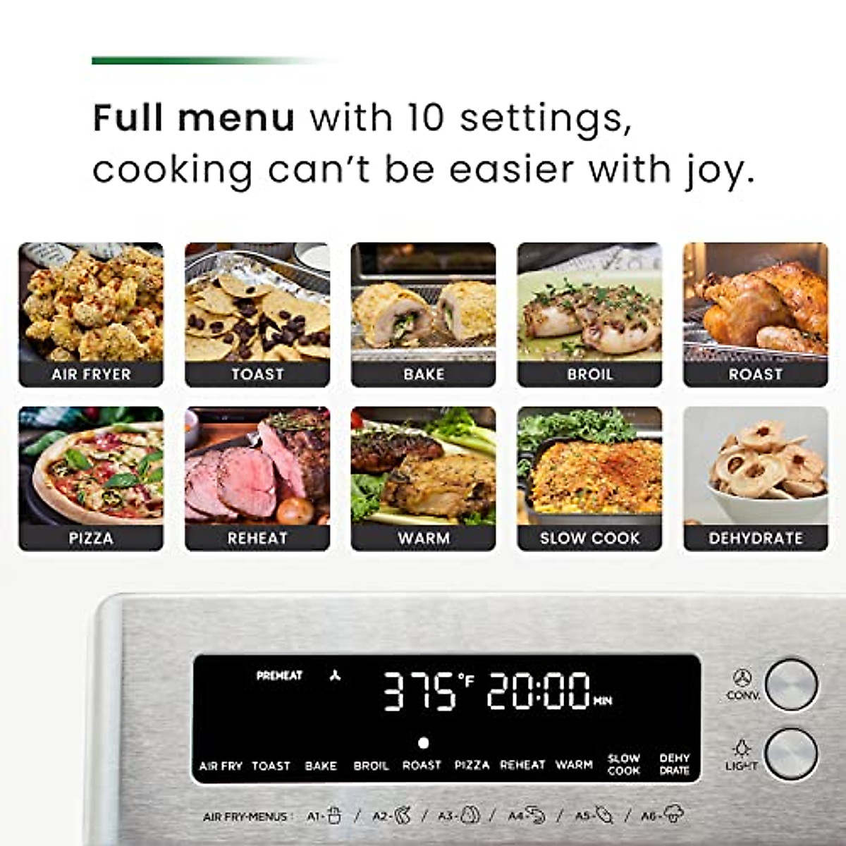 VAL CUCINE 10-in-1 Smart Air Fryer - Extra-Large Convection Countertop Toaster Oven - Brushed Stainless Steel Finish - 26.3 QT/25 L