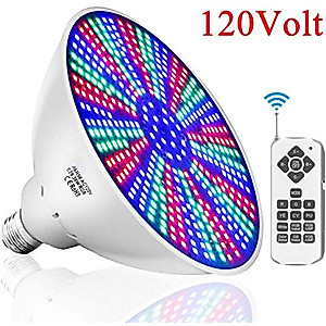 XIUBE 36W RGB LED Pool Light Bulb, 120V Color Changing Replacement Swimming LED PAR56 Pool Bulb for Inground Pool, Hayward and Pentair Under Water Light Fixtures Switch Control+Remote Control E26/E27