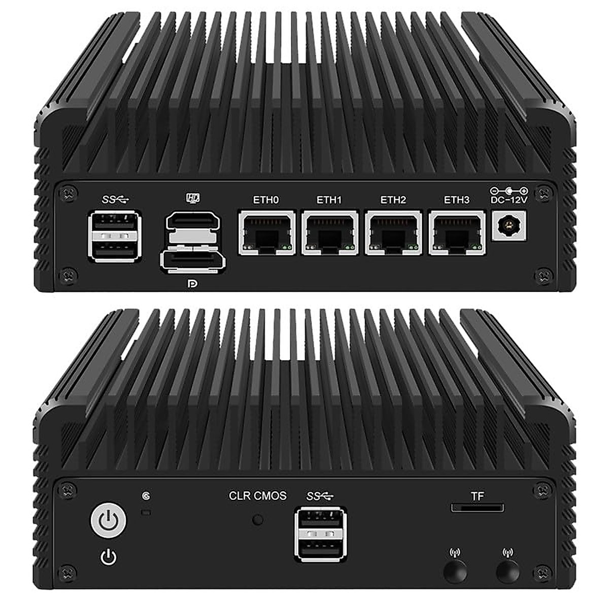 4 Ports Micro Firewall Appliance Intel N200 Quad Core, Intel I226-V 2.5GbE NIC Fanless Mini PC, Network Gateway Soft Router Mini Computer, Support AES-NI, DDR5 RAM, Barebone, NO RAM NO SSD