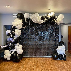 Black and White Balloon Arch Kit, ADOINBY 140Pcs Black and White Durable Latex Balloons 18 12 10 5 Inch Different Size Balloons for Birthday Anniversary Wedding Engagement Graduation Party Decorations
