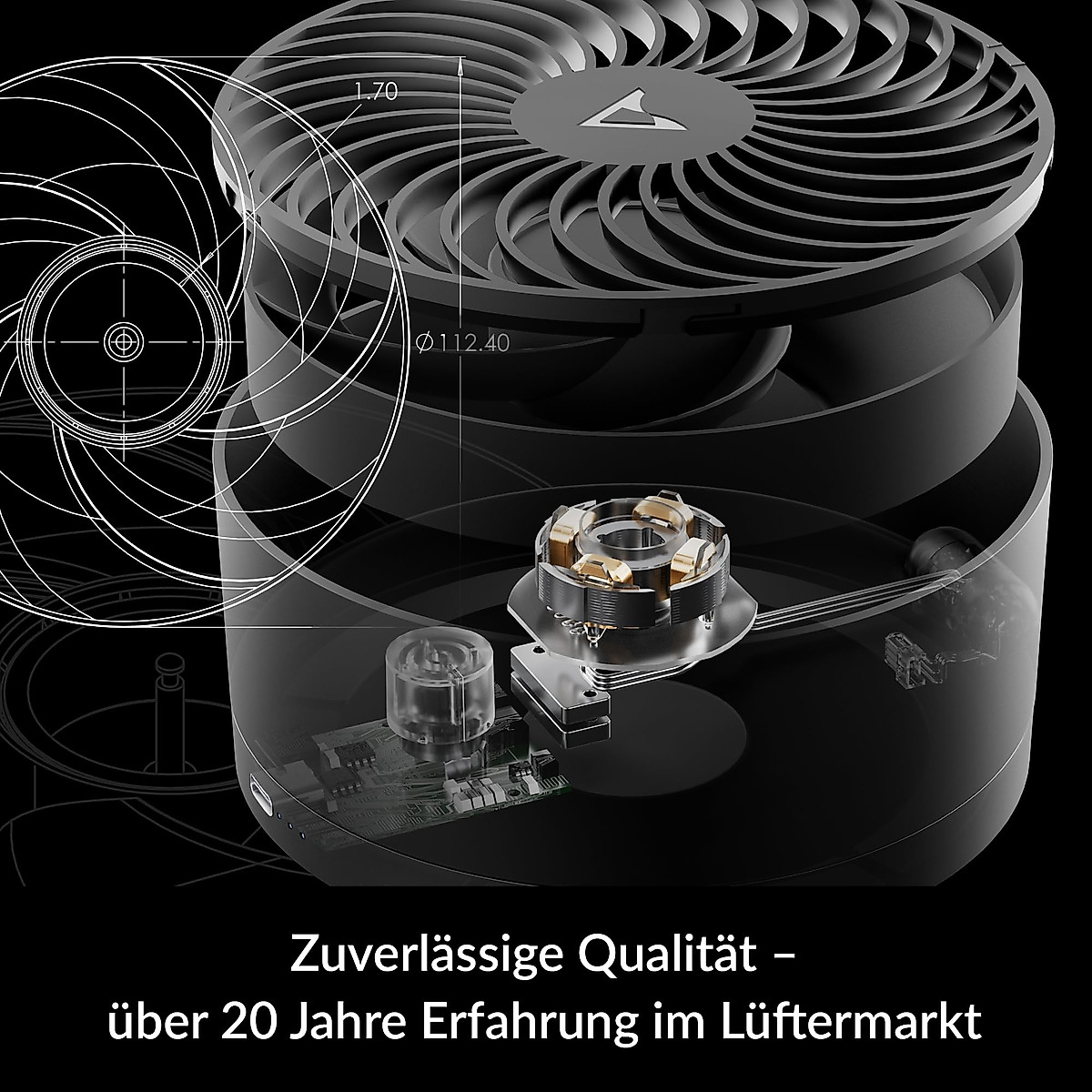 ARCTIC Summair Plus - Portable Fan with integrated rechargeable battery, USB-C connection (incl. USB-A charging cable), Stepless adjustable desk fan 600–3300 rpm - Black