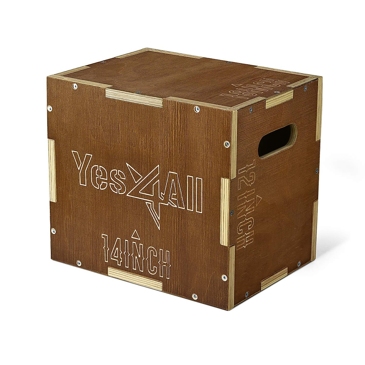 Yes4All 3 in 1 Wooden Plyo Box, Plyometric Box for Home Gym and Outdoor Workouts - Espresso - 16 x 14 x 12