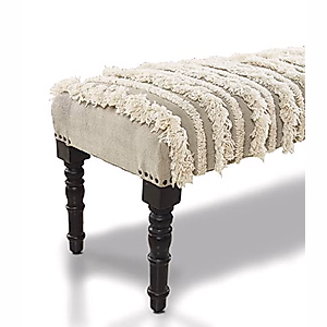 LR Home Abilene Bench, 1'6" x 3'11" x 1'4", Cream
