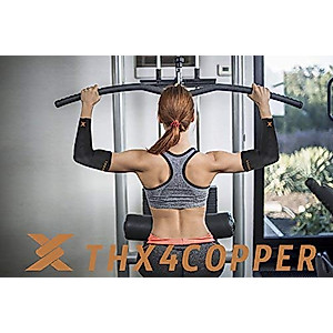 THX4COPPER Elbow Compression Sleeve(2 Pieces) - 1Copper Infused Support –Guaranteed Recovery Copper Elbow Brace-Idea for Workouts, Sports, Golfers, Tennis Elbow, Arthritis, Tendonitis-Large
