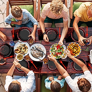 50 Guests Red and Black Birthday Party Supplies Set Red Dot on Black Disposable Plates Napkins Red and Black Tableware Set Party Papaer Dinnerware for Birthday Graduation Wedding Decorations 200Pcs