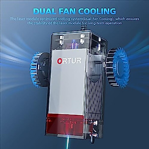 ORTUR 20W Laser Module LU3-20A, Higher Accuracy 0.08*0.08mm Compressed Spot Laser Head for All ORTUR Laser Masters, Dual Fan Cooling, 380+ Colors On Metal Steel Engraving (Must Used with Air Assist)