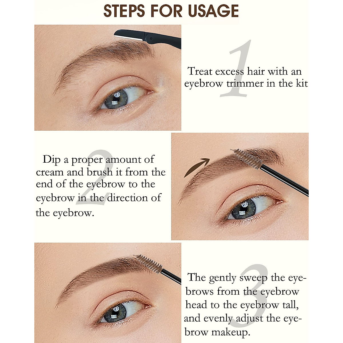 Waterproof Tinted Brow Gel-Long Lasting SmudgeProof Liquid Eyebrow Makeup,Eyebrow Mascara Tinted Brow Glue,Brow Filler Tint,Volumizing Enhance Brow Mascara,With Brow Razor Brush for Women-04Dark Brown