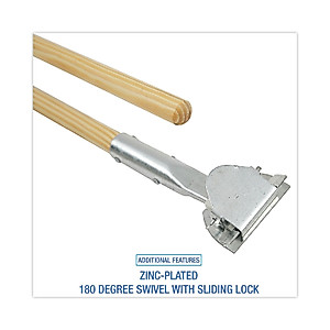 Boardwalk 1490 Clip-On Dust Mop Handle, Lacquered Wood, Swivel Head, 1-Inch Dia. x 60in Long