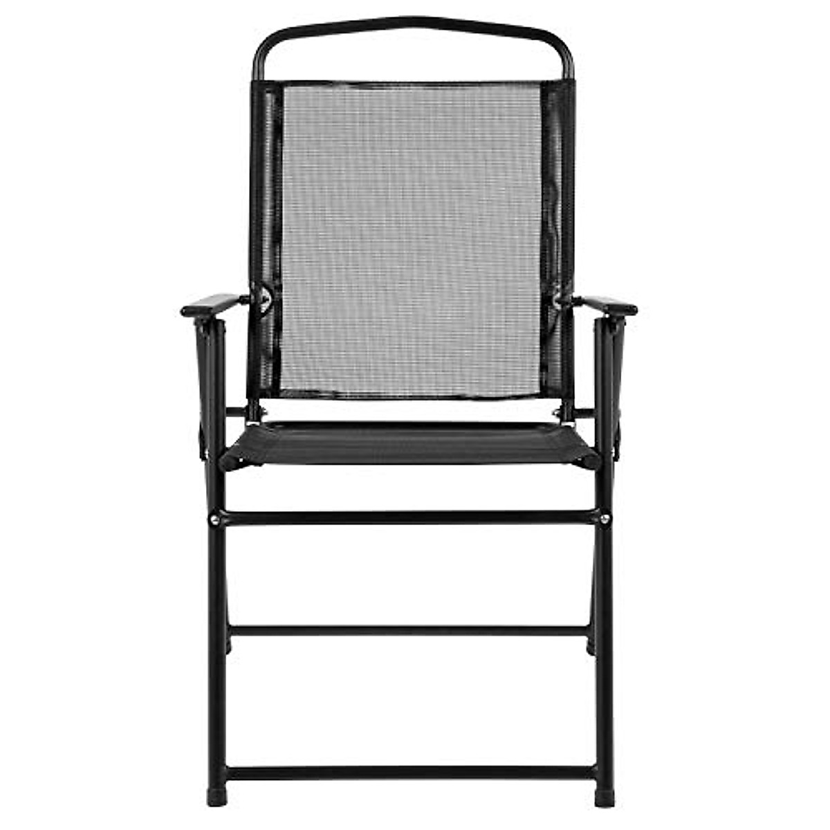 Flash Furniture Nantucket 6 Piece Patio Garden Table Set - Umbrella Table - Set of 4 Black Folding Chairs