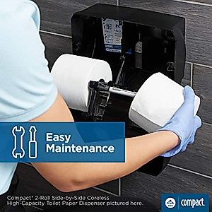 Compact 2-Roll Side-by-Side Coreless High-Capacity Toilet Paper Dispenser by GP PRO (Georgia-Pacific), Black, 56784A, 1 Dispenser