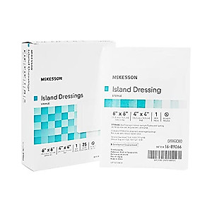 McKesson Island Dressings, Sterile, Dimension 6 in x 6 in, Pad 4 in x 4 in, 25 Count, 1 Pack