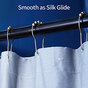 12 Pcs Shower Curtain Hooks Rings, Iron Decorative Rolling Balls Shower Curtain Rod Rings, Shower Curtain Rings for Bathroom Shower Curtain Liner Curtains, Shower Rods Hooks Rings