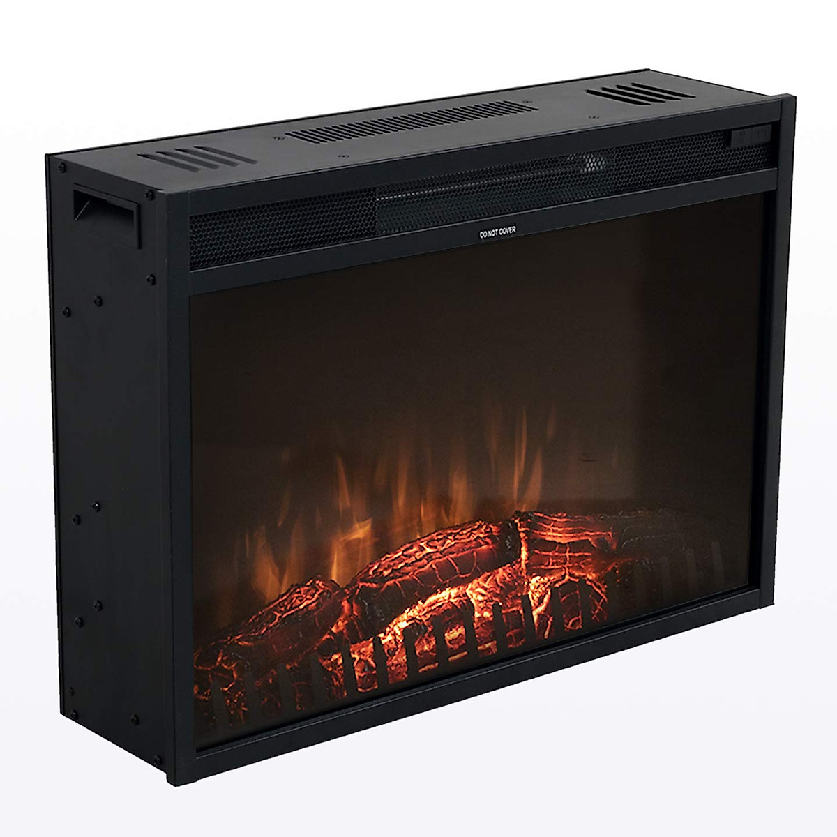 Moscow Electric Fireplace Insert Heater 26 inch Standing Wall Fake Fire Place, Remote Control with Timer, 4 Flame Setting, Safty Protection, Black