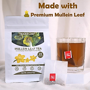 TEARELAE - Mullein Tea Bags For Lungs - 2.65 oz/75g (3g X 25 Bags) - 100% Pure Natural Premium Mullein Leaf Tea - Non-GMO - Caffeine-free - Good For Respiratory System