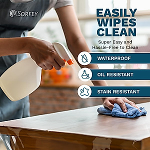 Sorfey Plastic Table cover - Clear Plastic Tablecloth Protector, with Edge, 54-Inch by 54 inch, Square, Waterproof & Oilproof