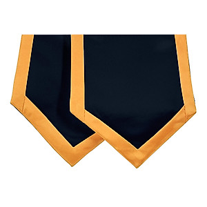GraduationMall Plain Graduation Honor Stole Classic End Navy Blue With Gold Trim Unisex Adult 72" Long